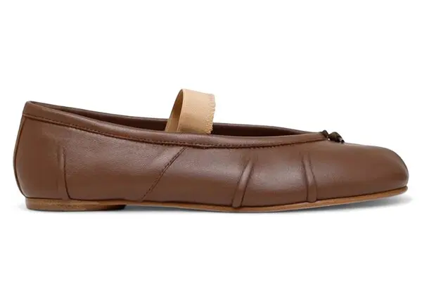 MAISON MARGIELA Tabi Ballerina Flat With Elastic Band - Warm Coffee/nude