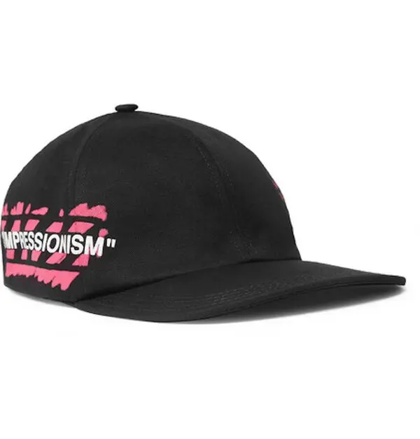 Off-White Diag Stencil Print Baseball Cap - Black/pink