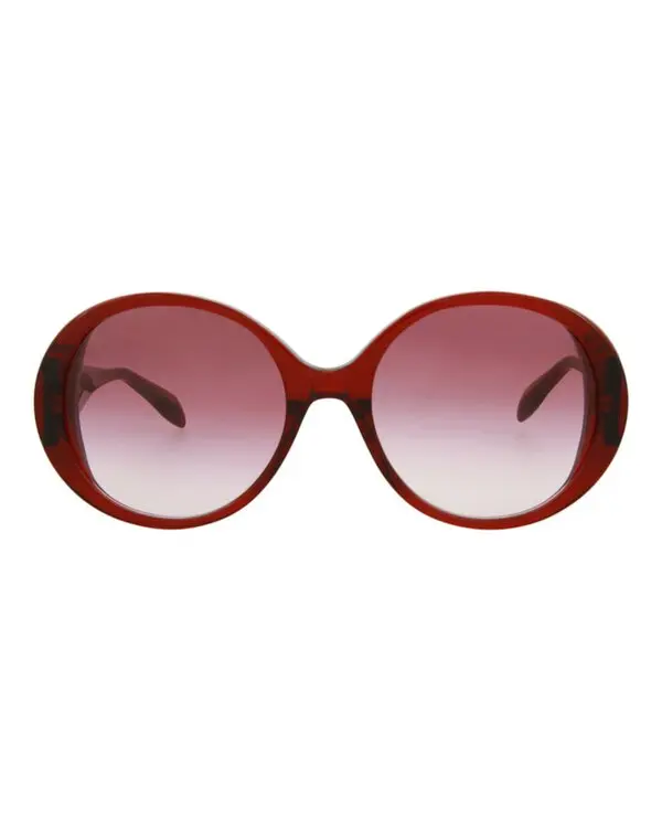 Alexander McQueen Acetate Round Frame Sunglasses - Burgundy Red (am0285s/30009390/005)