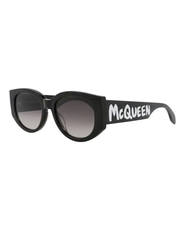 Alexander McQueen Round Frame Sunglasses - Black Black Grey (am0330s/30011472/001)