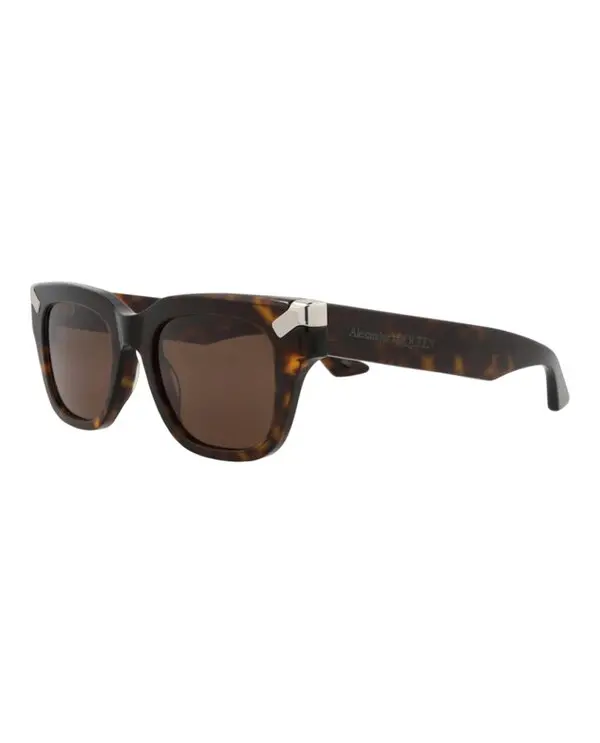 Alexander McQueen Square Frame Recycled Acetate Sunglasses - Havana Havana Brown (am0439s/30015176/003)