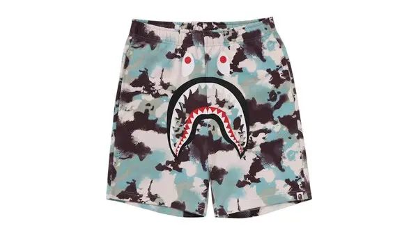 A BATHING APE Map Camo Shark Sweat Shorts - Multicolor