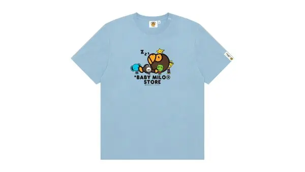 A BATHING APE Baby Milo Graphic Print Iii Tee Shirt - Light Blue
