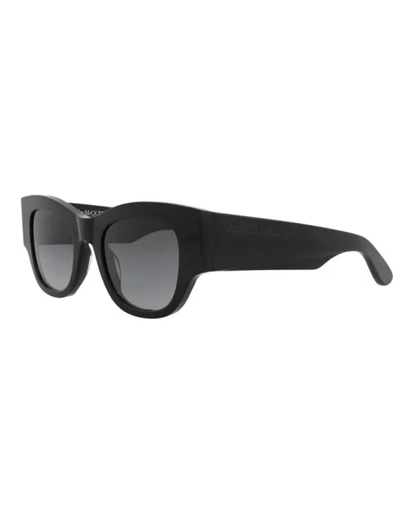Alexander McQueen Square Frame Recycled Acetate Sunglasses - Black Black Grey (am0420s/30014616/001)