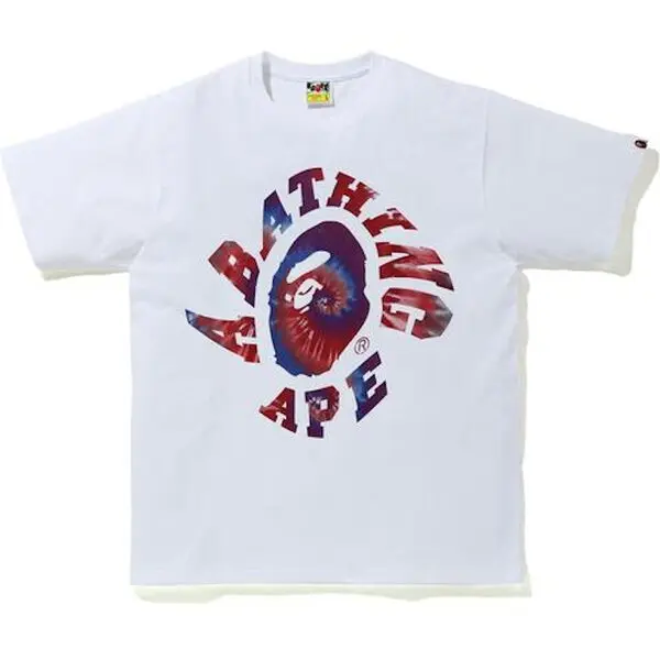 A BATHING APE Pigment Tie Dye Twist College T-shirt - White/red