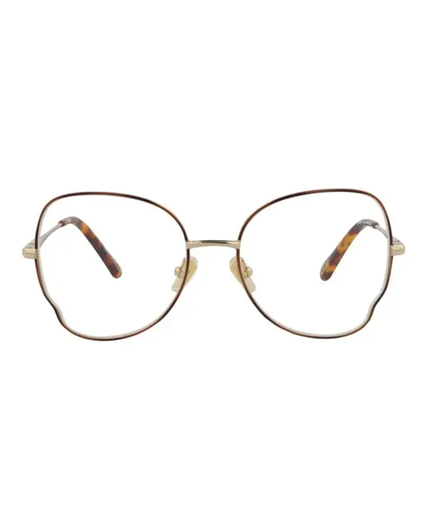 Chloé Round-frame Metal Optical Frames - Havana Gold Transparent (ch0098o/30012434/004)