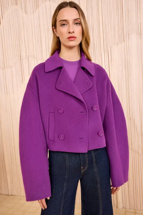 Ulla Johnson Marta Double-faced Wool Cropped Coat - Thistle
