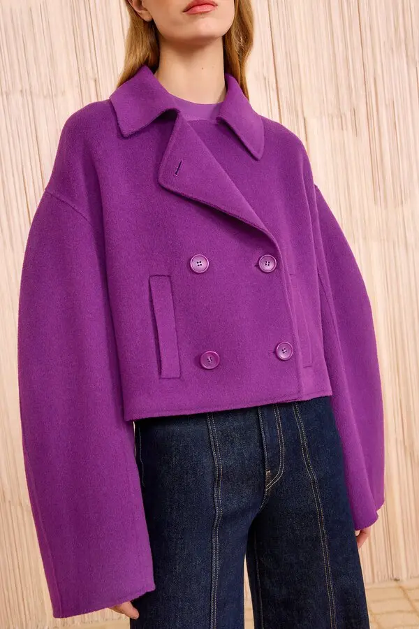 Ulla Johnson Marta Double-faced Wool Cropped Coat - Thistle