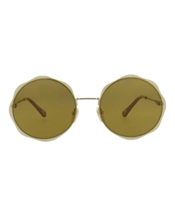 Chloé Round-frame Metal Sunglasses - Gold Gold Green (ch0202s/30014664/001)
