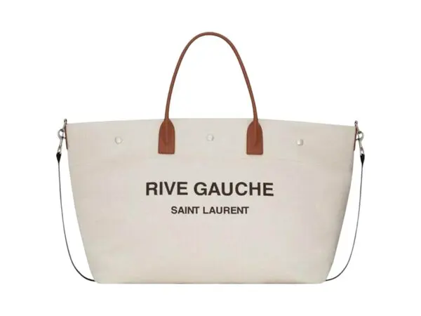 Saint Laurent Rive Gauche Maxi Tote - Cream/brown