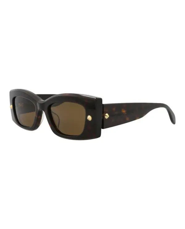 Alexander McQueen Square Frame Recycled Acetate Sunglasses - Havana Havana Brown (am0426s/30014623/002)