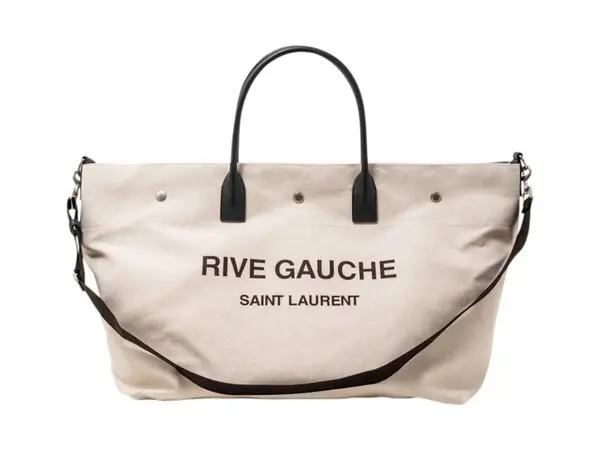 Saint Laurent Rive Gauche Maxi Tote - Cream/black