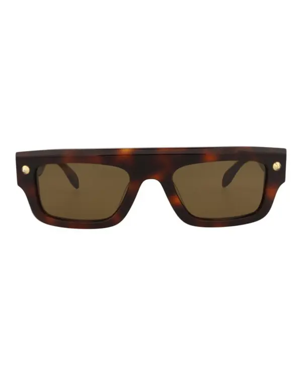 Alexander McQueen Square Frame Recycled Acetate Sunglasses - Havana Havana Brown (am0427s/30014622/002)