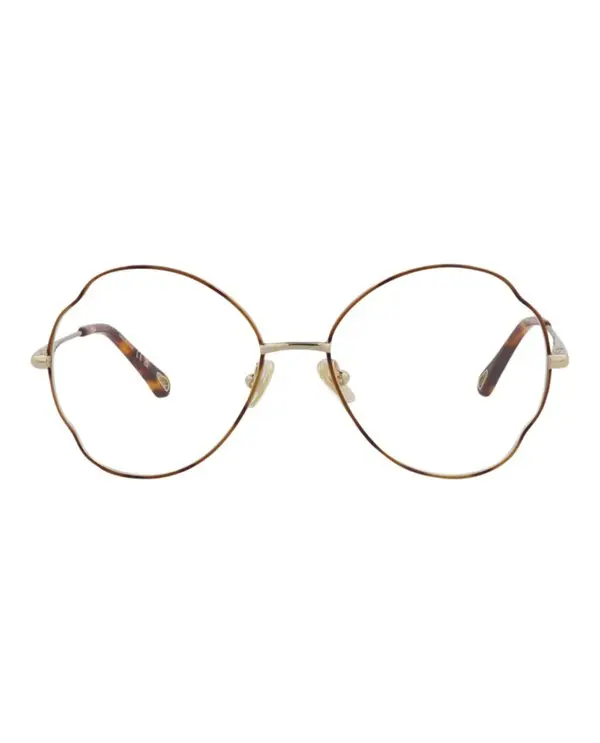 Chloé Round-frame Metal Optical Frames - Havana Gold Transparent (ch0097o/30012431/004)