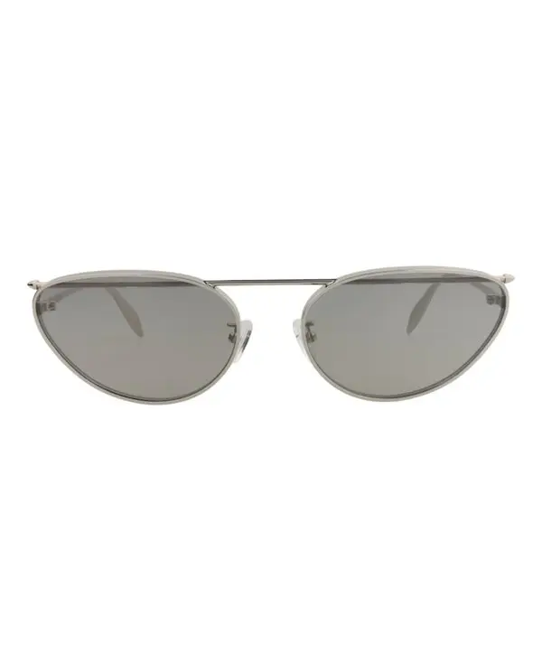 Alexander McQueen Cat Eye Frame Metal Sunglasses - Silver Silver Grey (am0424s/30014643/004)