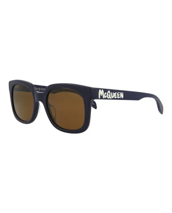 Alexander McQueen Acetate Square Frame Sunglasses - Blue Blue Brown (am0348s/30012327/004)