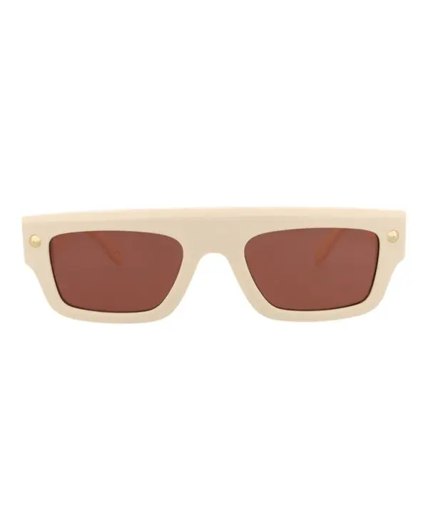 Alexander McQueen Square Frame Recycled Acetate Sunglasses - Ivory Ivory Brown (am0427s/30014622/004)