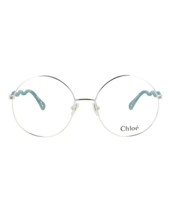 Chloé Round Metal Optical Frames - Silver Green Transparent (ch0057o/30011445/008)