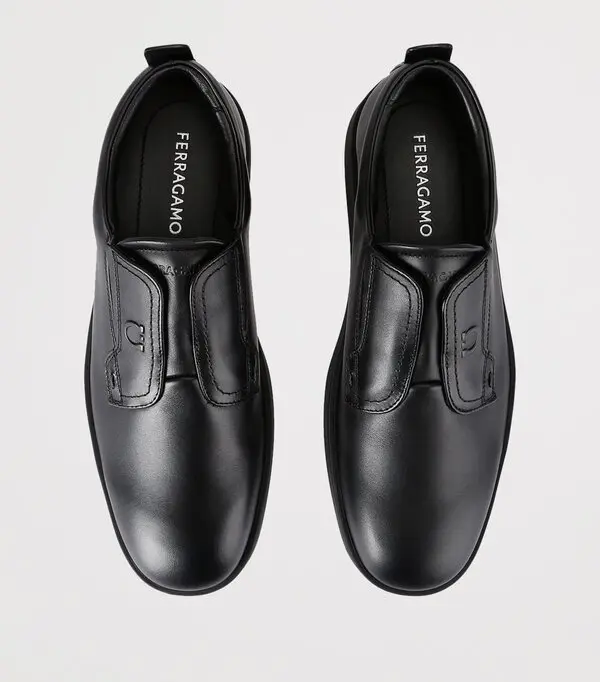 FERRAGAMO Leather Alfie Slip-on Sneakers - Black