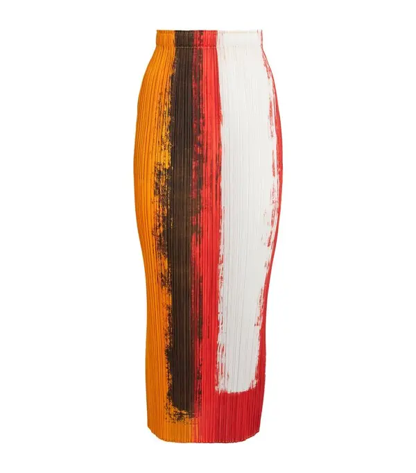 Issey Miyake Jump Pleated Midi Skirt - Red