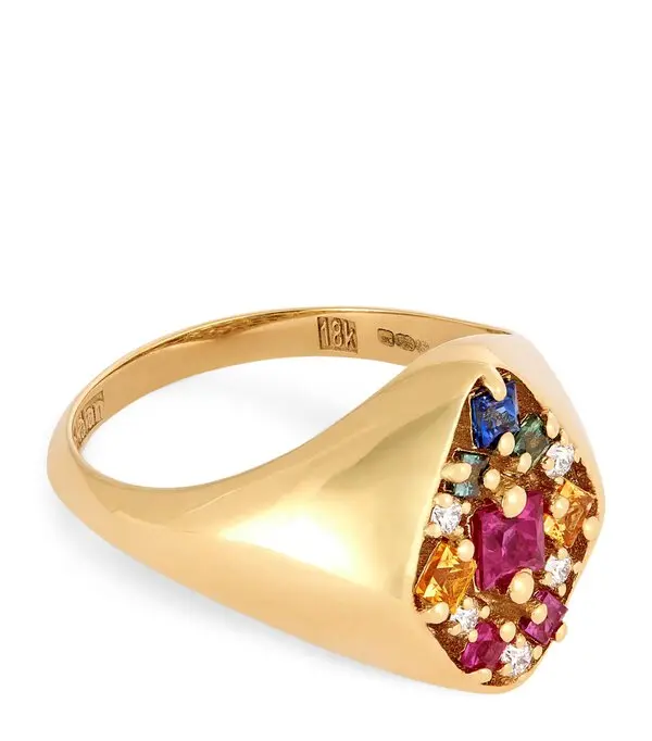 SUZANNE KALAN Yellow Diamond And Sapphire La Fantaisie Signet Ring - Gold