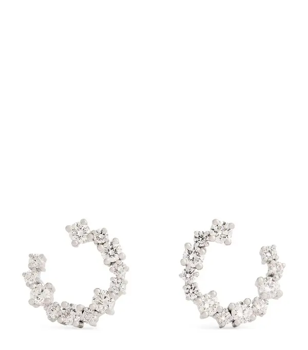 SUZANNE KALAN Mini Diamond Hoop Earrings - White