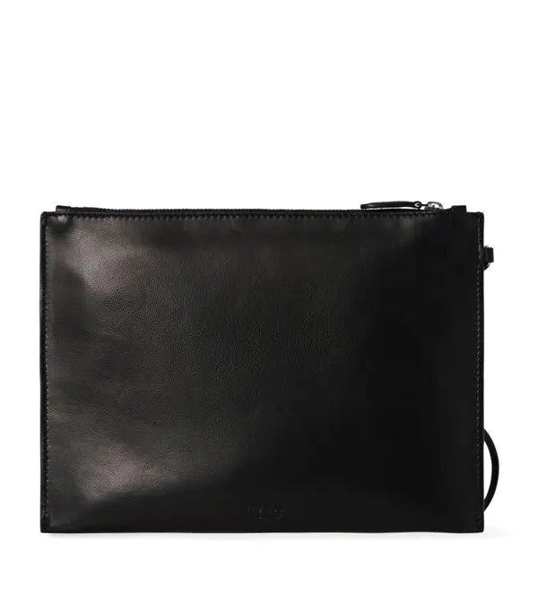 THE ROW Lambskin Wristlet Pouch - Black