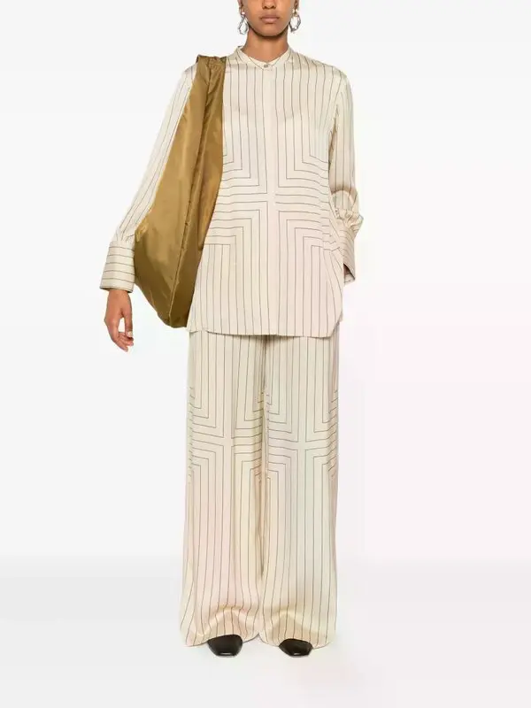 JOSEPH Pinstriped Geometric Print Trousers