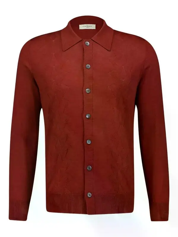 PIACENZA CASHMERE 1733 Button-up Diamond-pattern Shirt - Red
