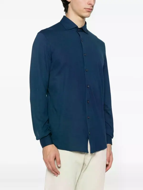GRAN SASSO Button-down Cotton Shirt - Blue