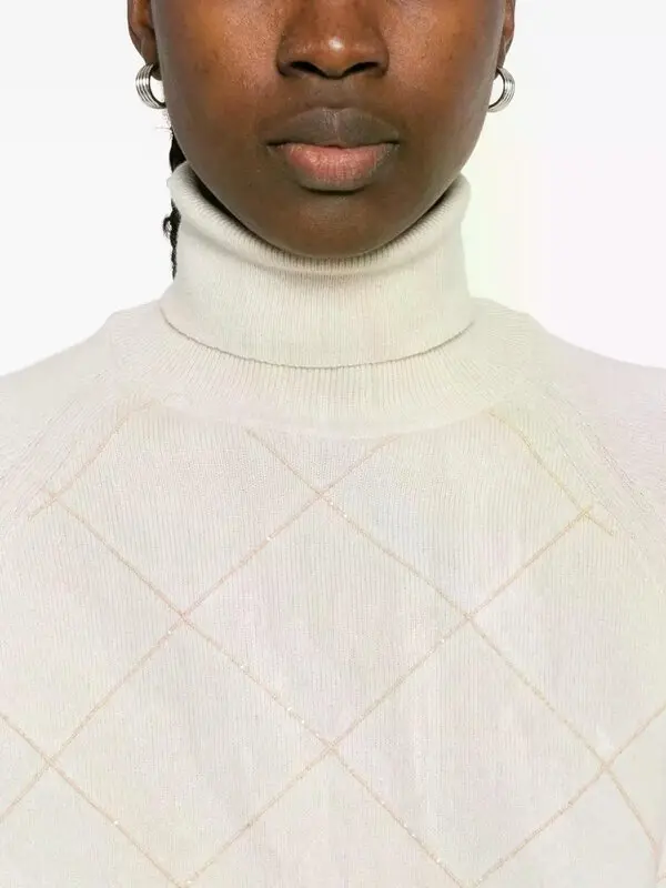 Peserico Diamond-pattern Turtleneck Sweater