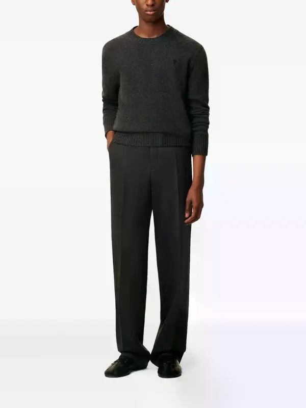 AMI Paris Wool Wide-leg Trousers - Black