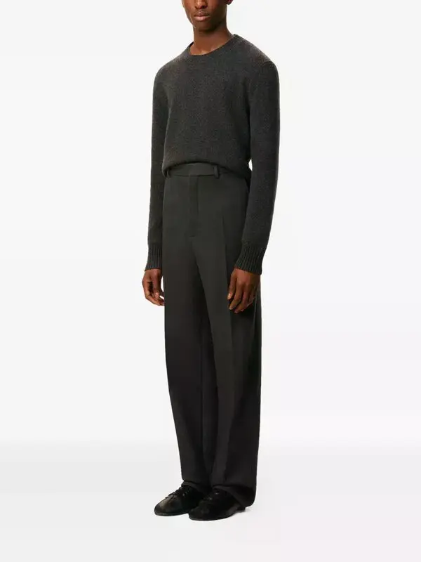 AMI Paris Wool Wide-leg Trousers - Black