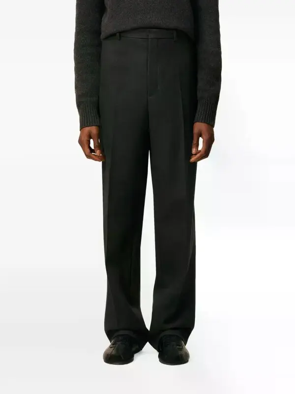 AMI Paris Wool Wide-leg Trousers - Black