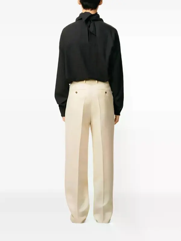 AMI Paris Wool Wide-leg Trousers - Neutrals