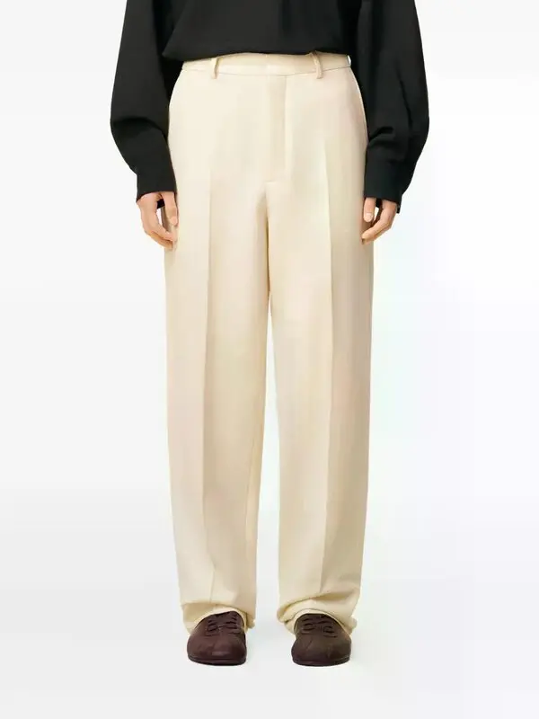 AMI Paris Wool Wide-leg Trousers - Neutrals