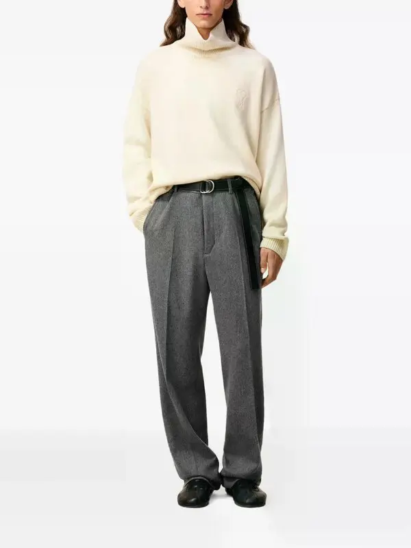 Ami Wool Wide-leg Trousers - Grey