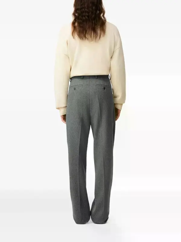 Ami Wool Wide-leg Trousers - Grey