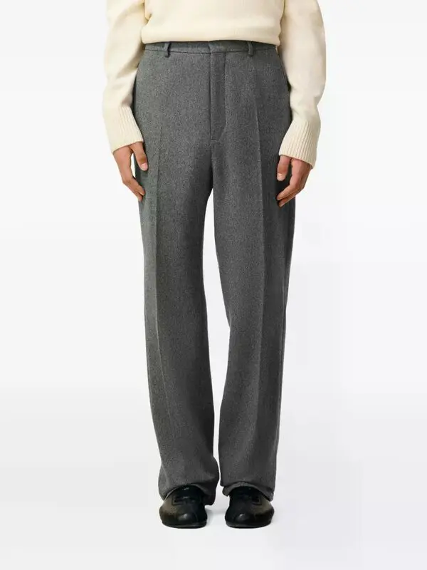 Ami Wool Wide-leg Trousers - Grey