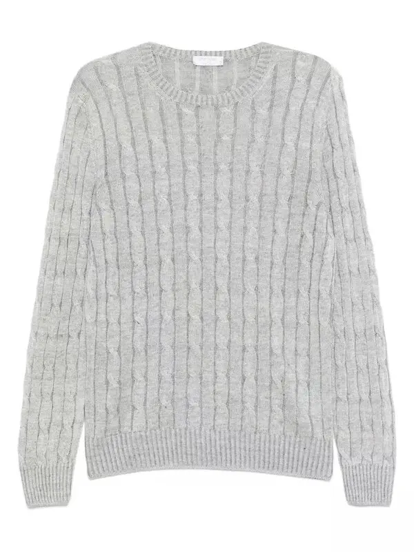 GRAN SASSO Cable-knit Crew-neck Sweater - Grey