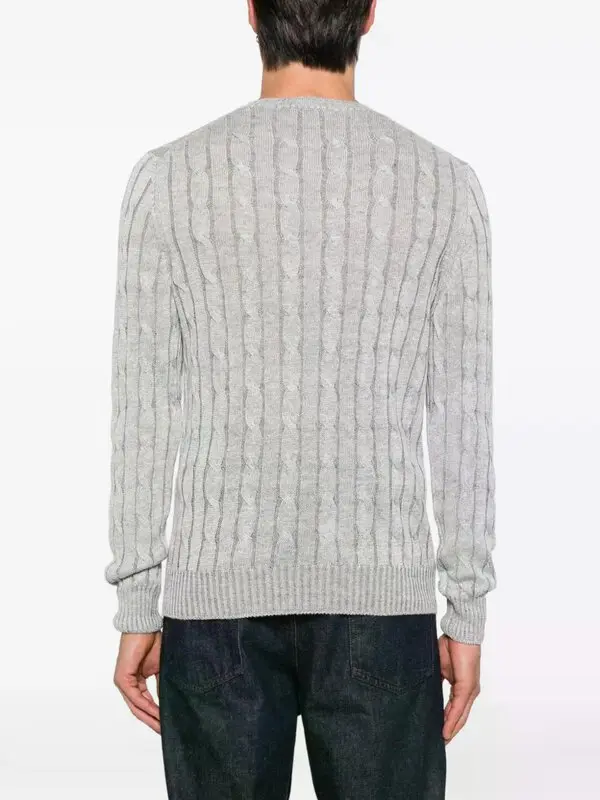 GRAN SASSO Cable-knit Crew-neck Sweater - Grey