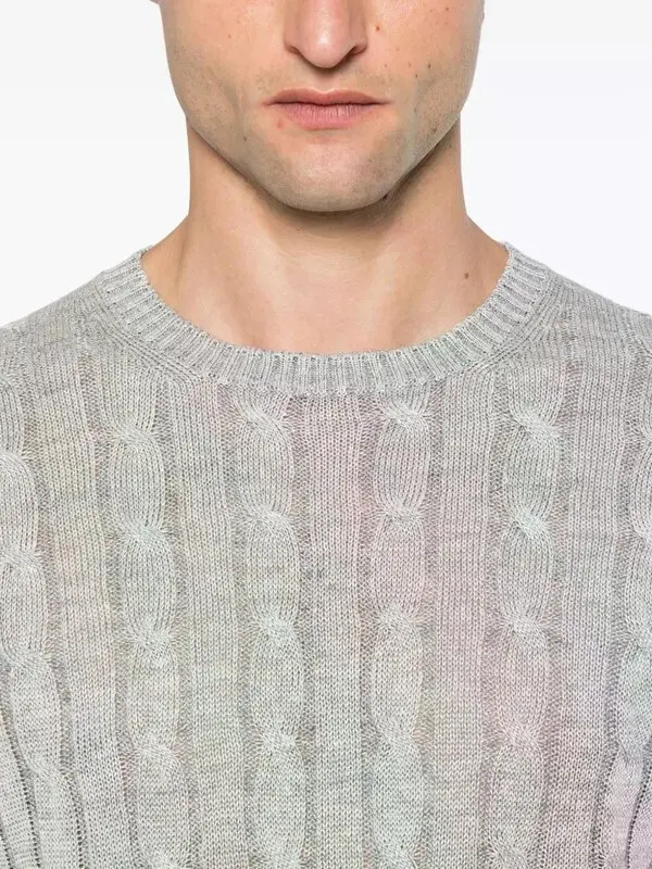 GRAN SASSO Cable-knit Crew-neck Sweater - Grey