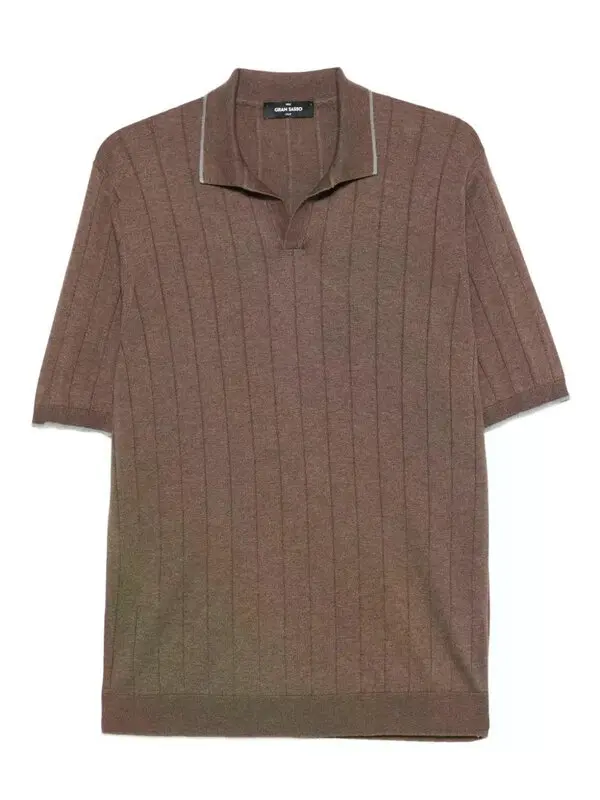 GRAN SASSO Ribbed Polo-collar T-shirt