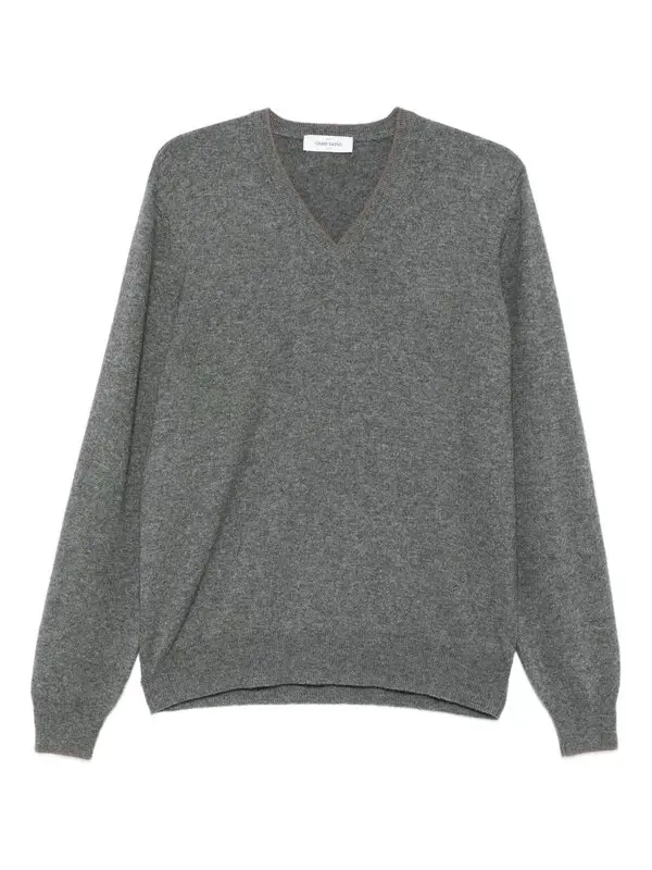 GRAN SASSO V-neck Long Sleeve Sweater - Grey