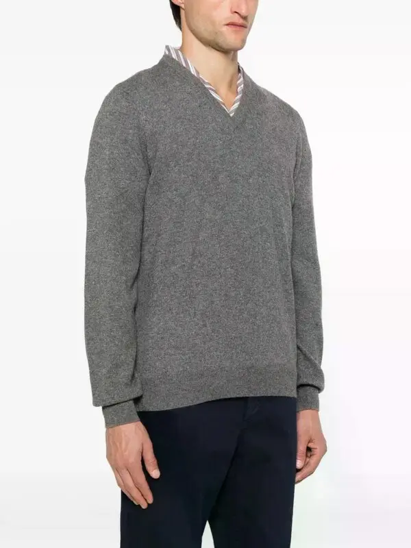 GRAN SASSO V-neck Long Sleeve Sweater - Grey