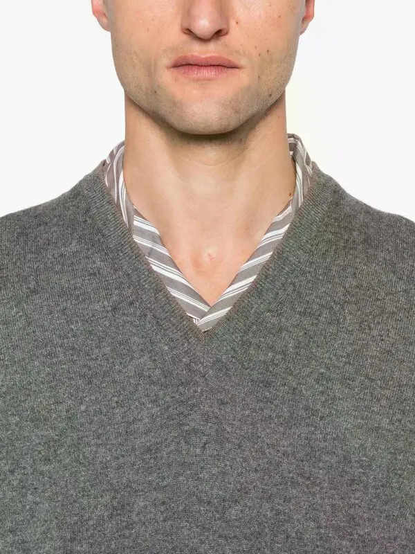 GRAN SASSO V-neck Long Sleeve Sweater - Grey