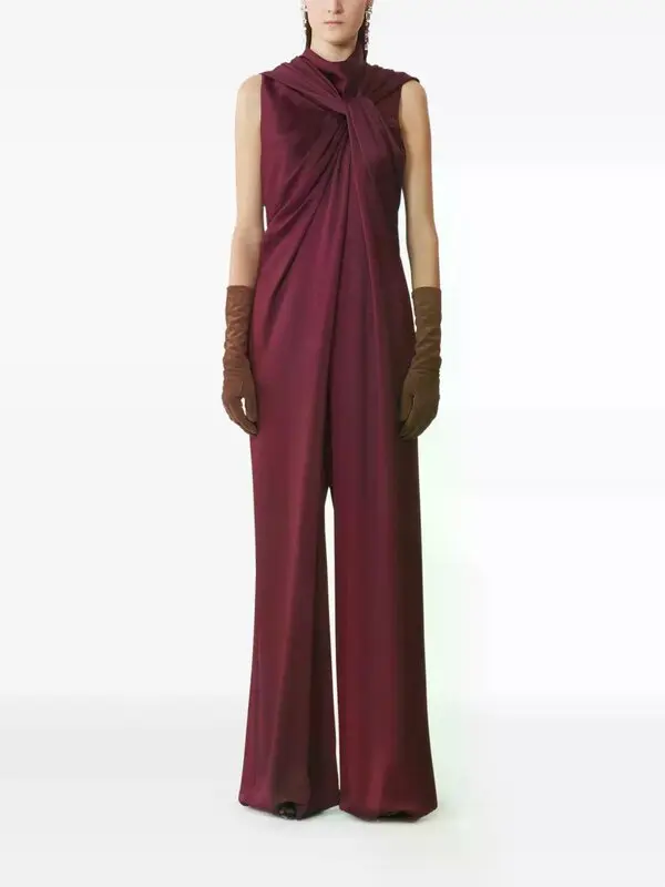 LANVIN High-neck Twisted Jumpsuit - Red