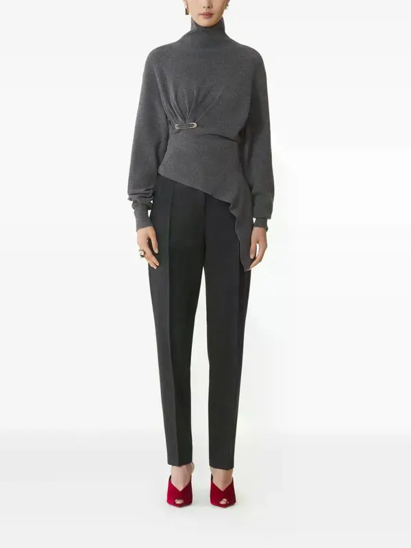 LANVIN Safety-pin-detail Asymmetric Sweater - Grey