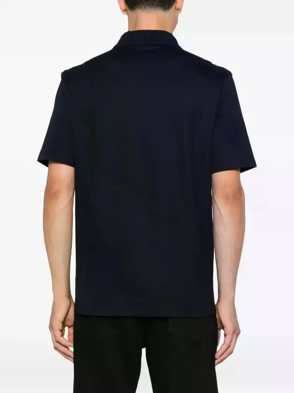 FERRAGAMO V-neck Polo With Jacquard Pocket Detail - Blue