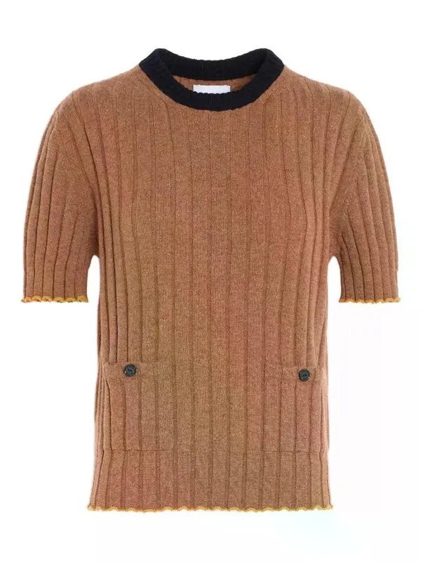 BARRIE Cashmere-blend Ribbed T-shirt - Brown